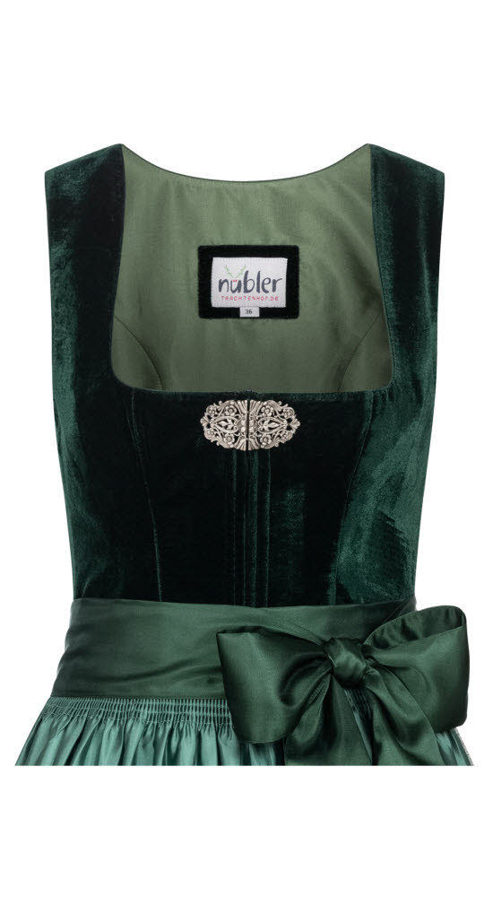 Dirndl midi Marlies Samt Dirndl in Dunkelgrün von Nübler
